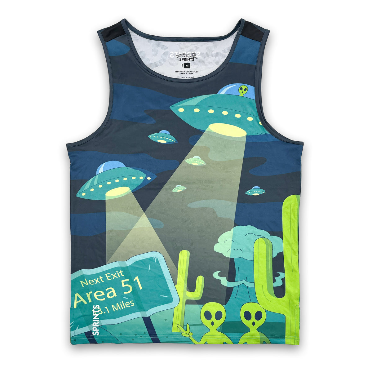 Mens Running Tank - Uninvited Alien Antics – Sprints INC