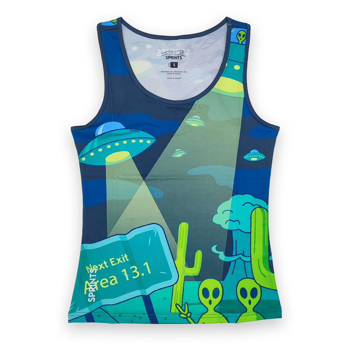 Womens Running Tank - Uninvited Alien Antics – Sprints INC